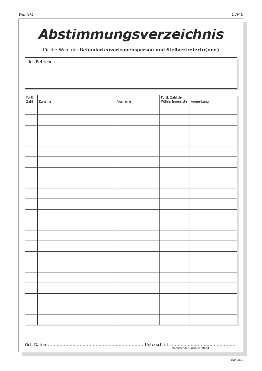 Formulare für die Wahl der Behindertenvertrauensperson | ÖGB