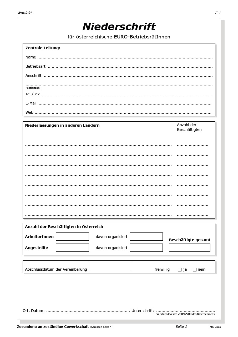 Formulare Europabetriebsrat | ÖGB